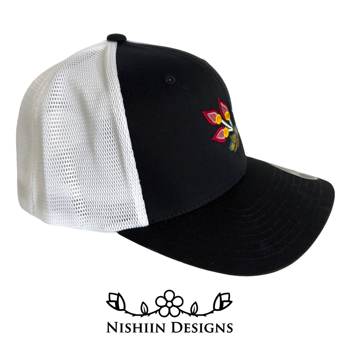 Nishiin Designs 110 Flex Fit Baseball Cap - Snap Back in Black/White